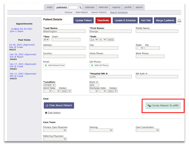 Enter the patient’s cell phone number and optional email address.