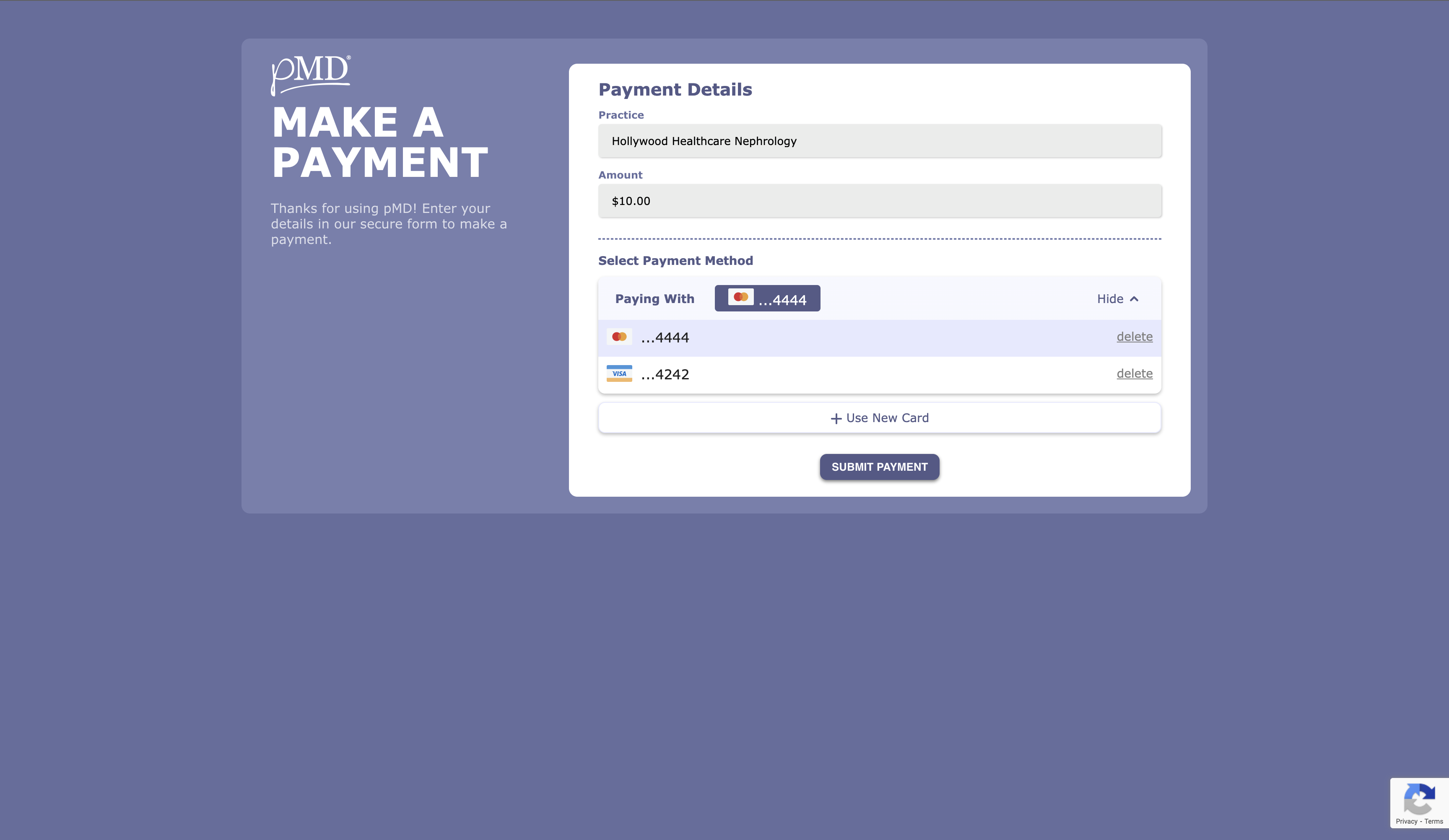 Saved Patient Credit Cards