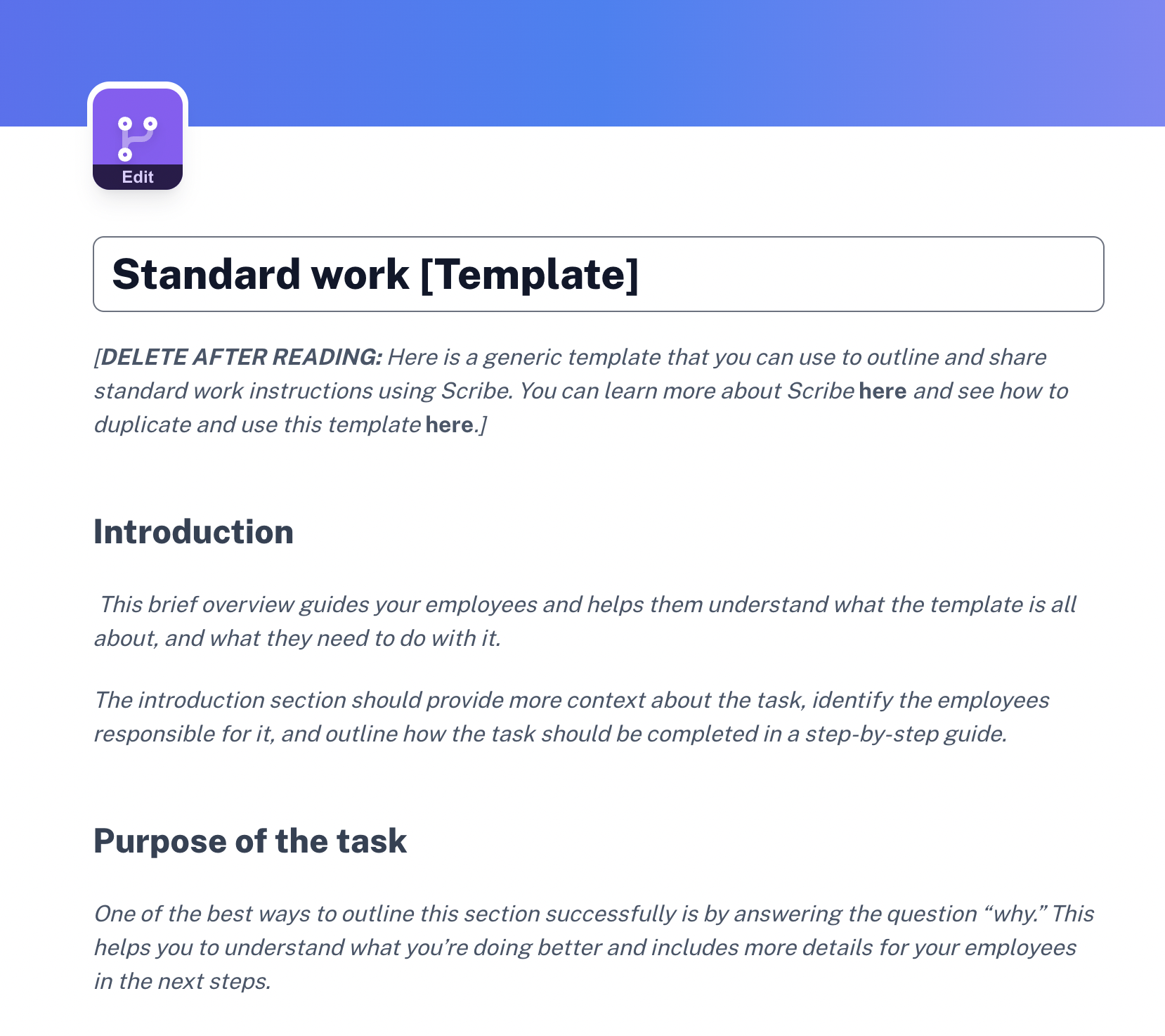 How To Write A Standard Work Template For Your Team Free Template