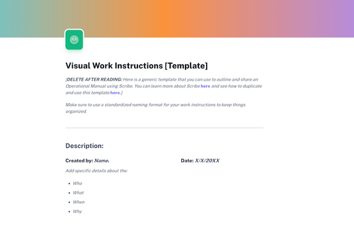 Visual Work Instructions Template | Scribe