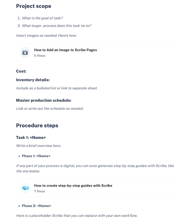 Manufacturing Work Instructions Template | Scribe