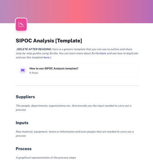 SIPOC Analysis Template | Scribe