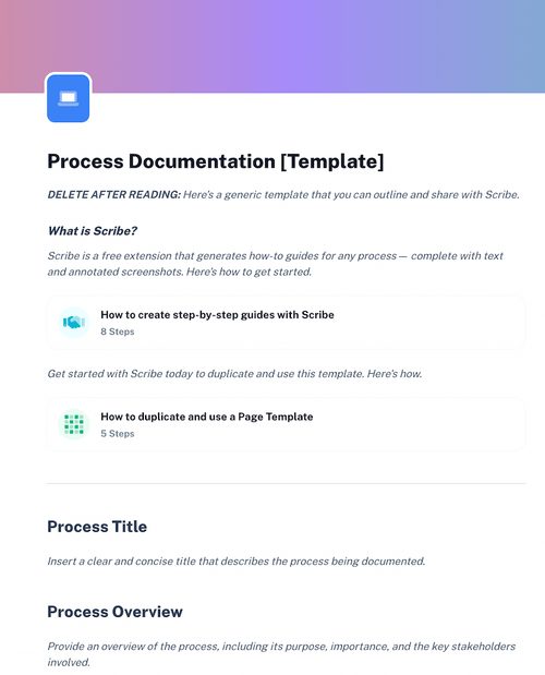 Process Documentation Template | Scribe