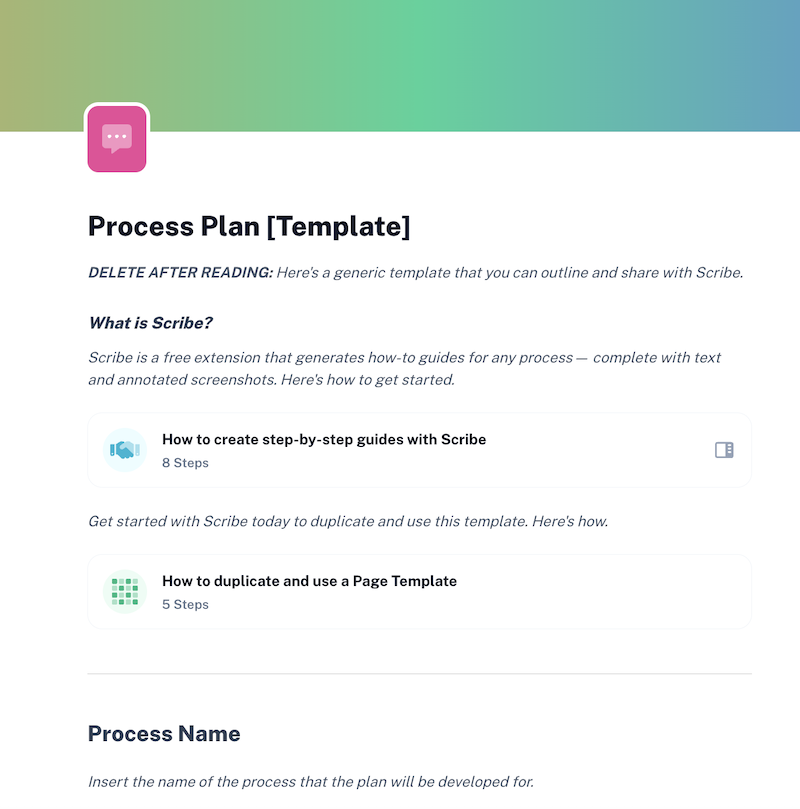 Process Plan Template | Scribe