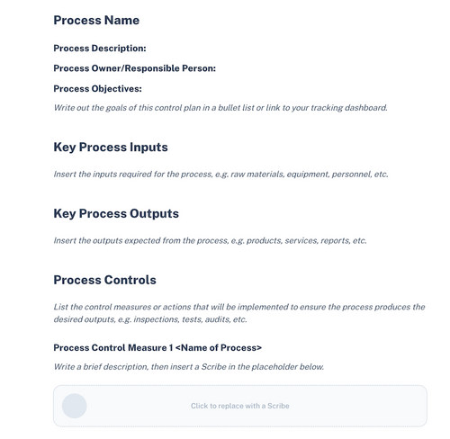 Process Control Plan Template | Scribe