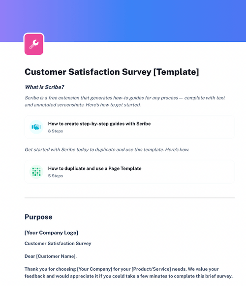 Customer Satisfaction Template | Scribe