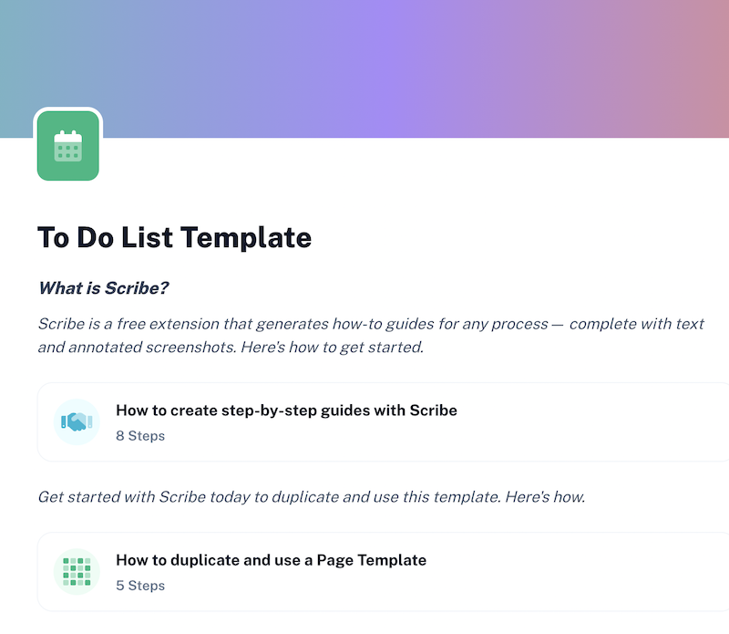 To Do List Template | Scribe