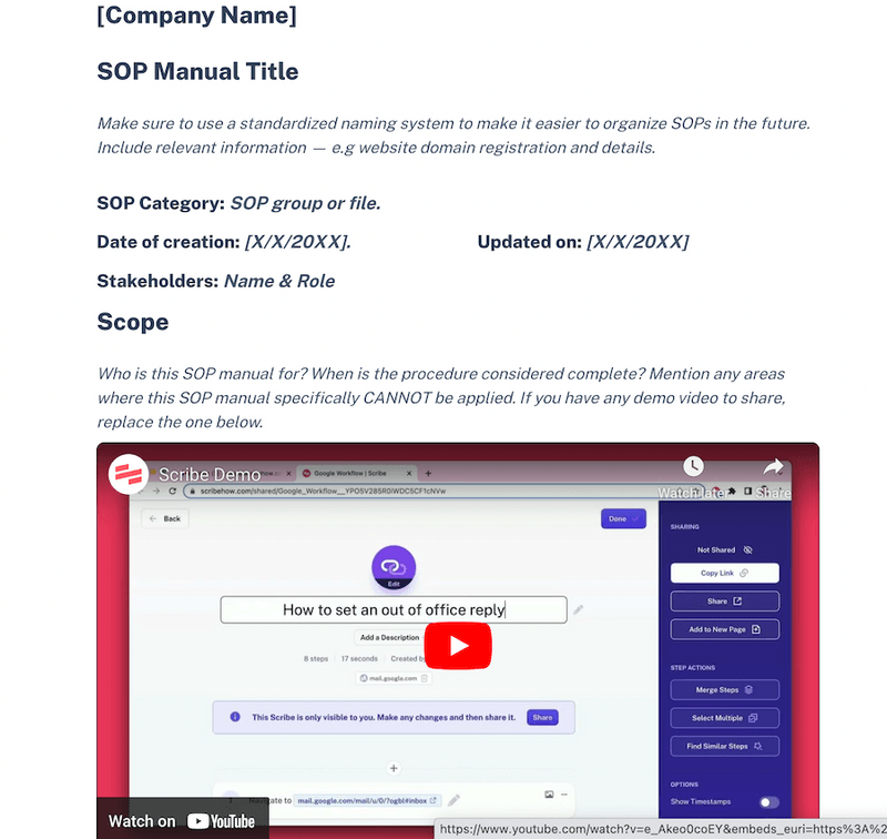 SOP Manual Template | Scribe