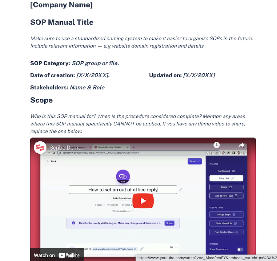 SOP Manual Template | Scribe