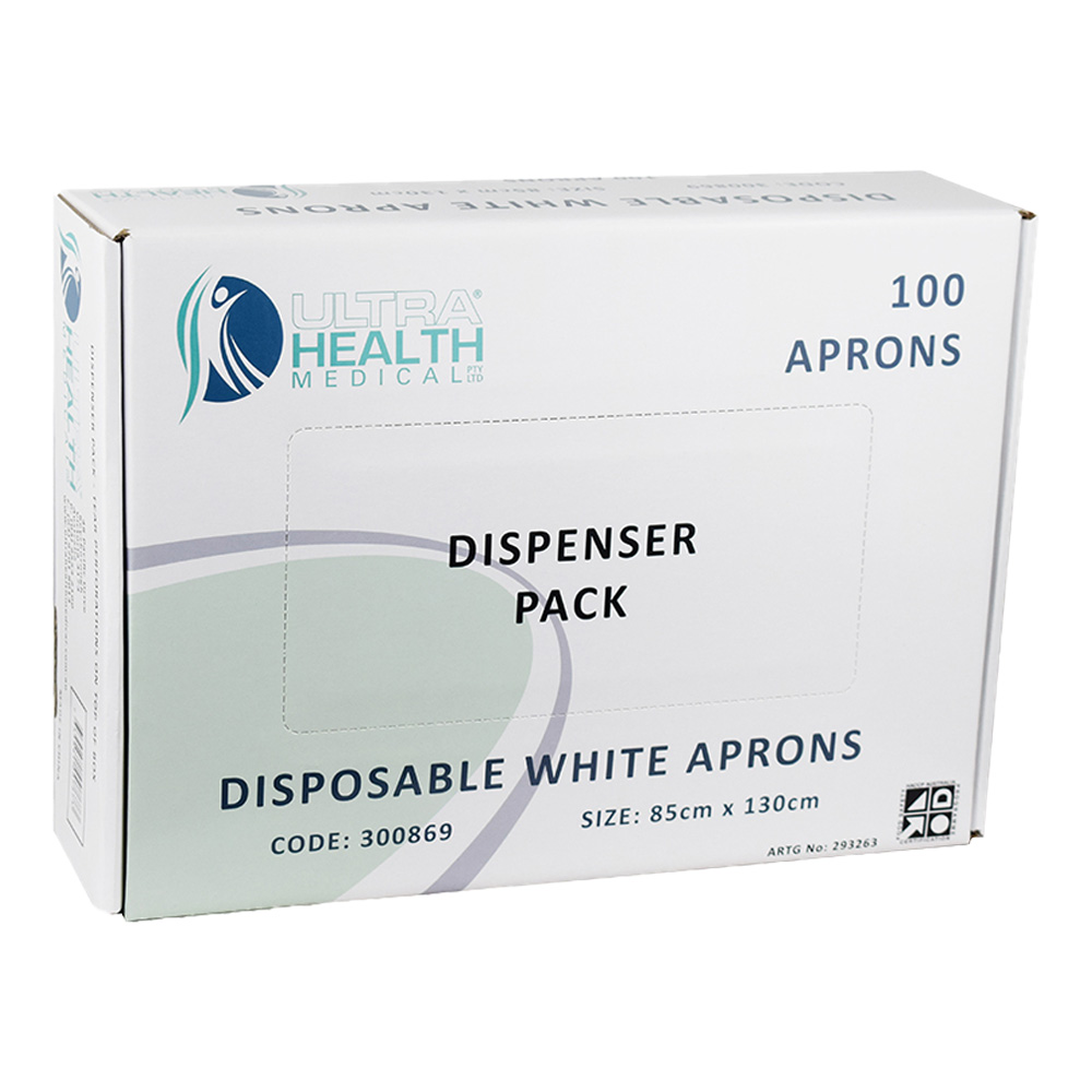 ULTRA HEALTH Disposable White Apron Dispenser Pack
