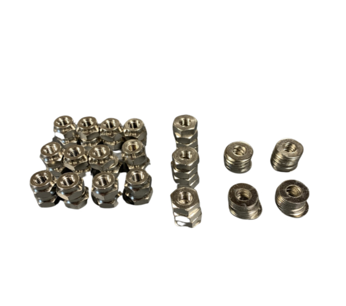 HARDWARE KIT 24 BINDING NUTS, 12 FLAT NUTS, AND 48 FLAT WASHERS