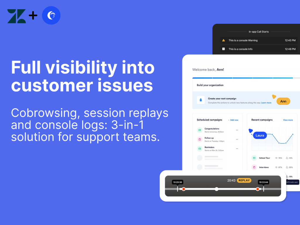 Zendesk Fullview Integration | Cobrowsing, Session Replays & More