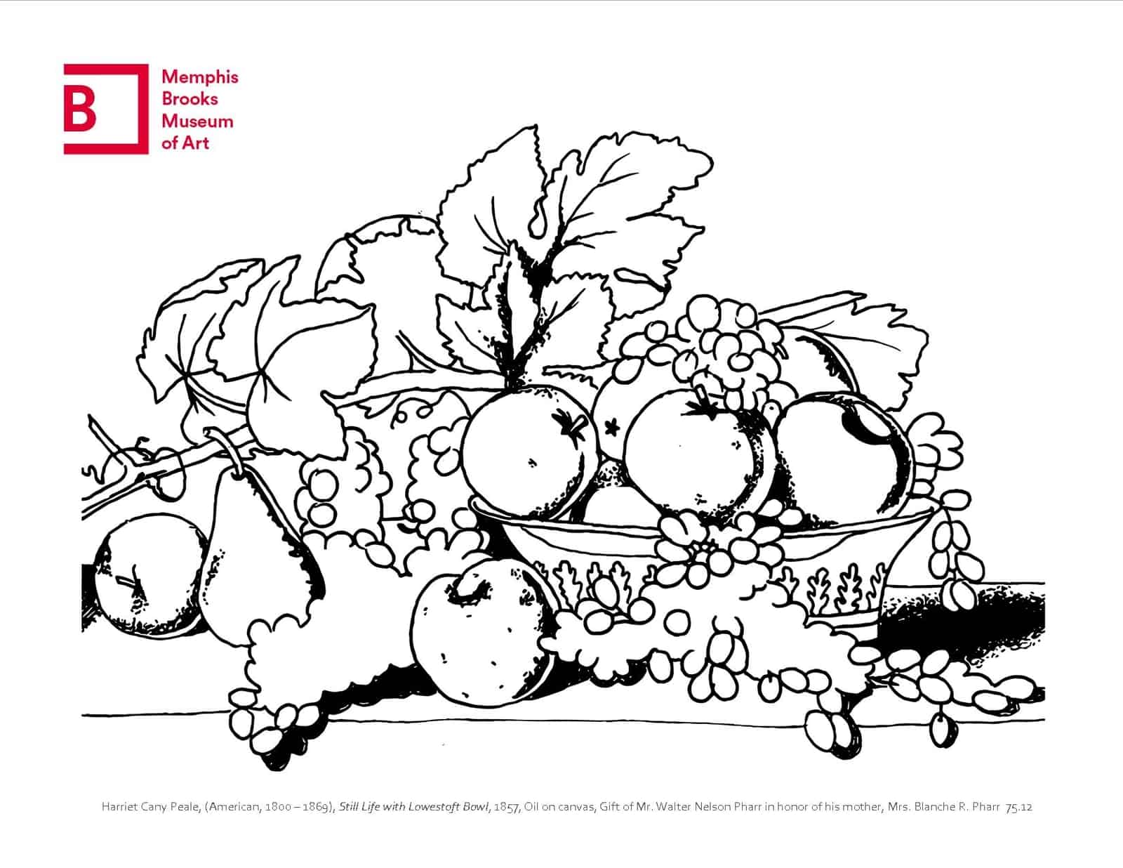 Still Life Coloring Page | Memphis Brooks Museum of Art