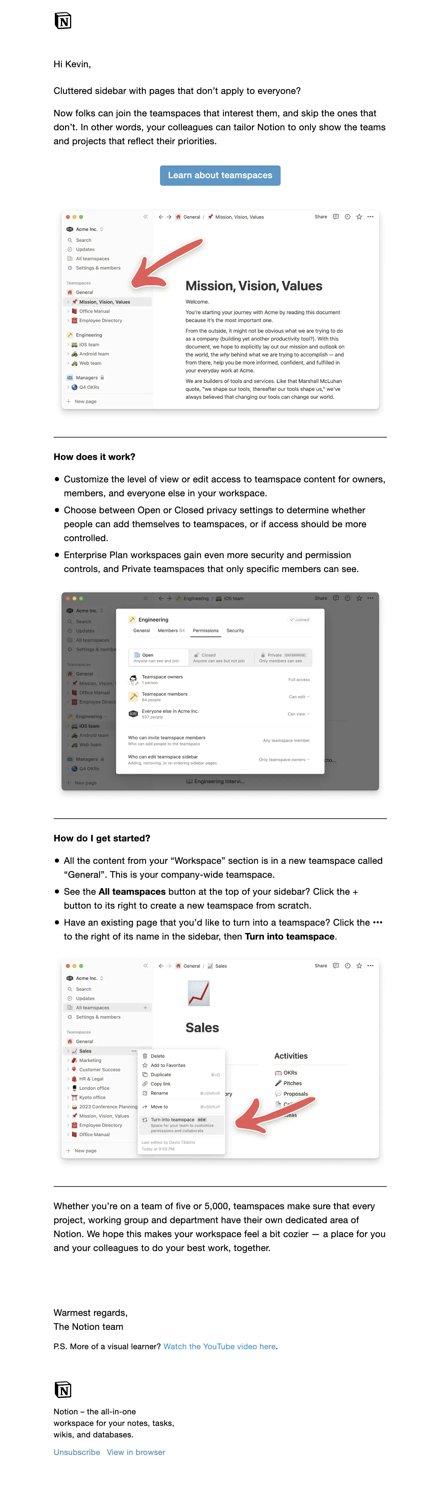 Notion email newsletter example | Emailspiration