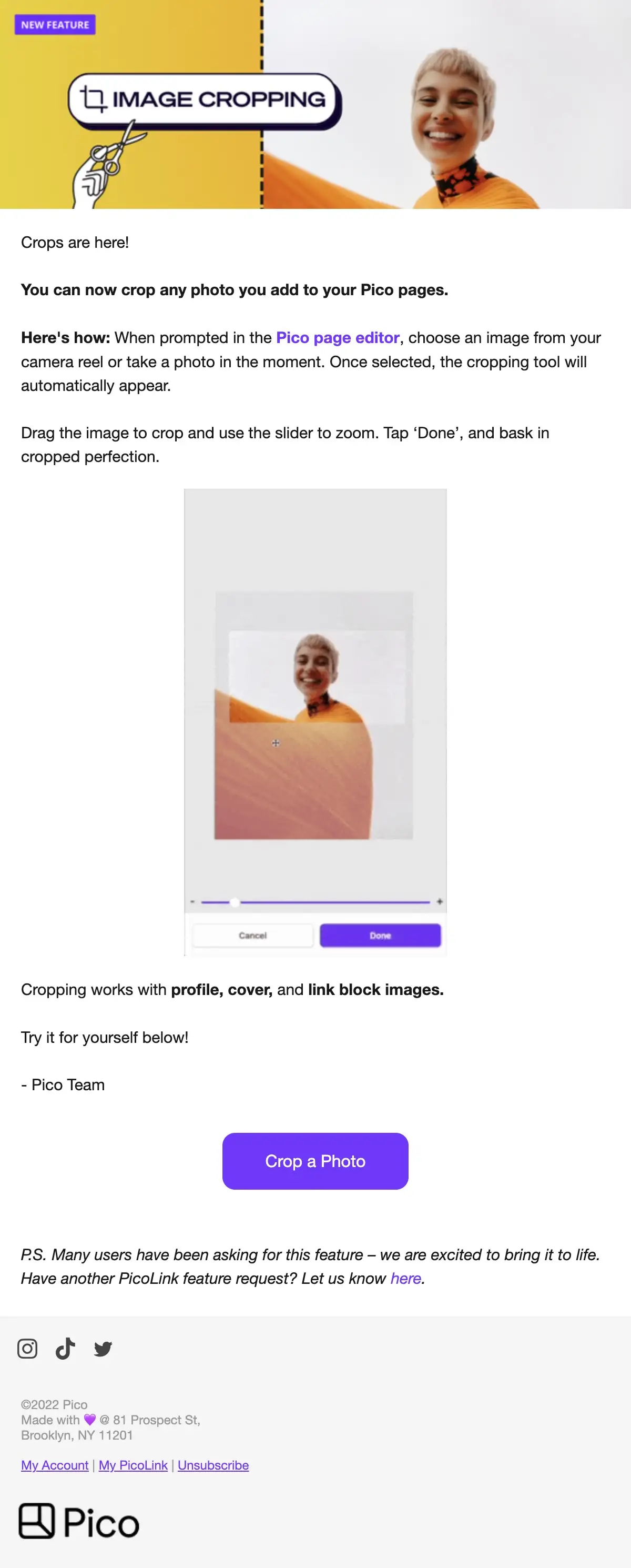 Pico feature update example | Emailspiration