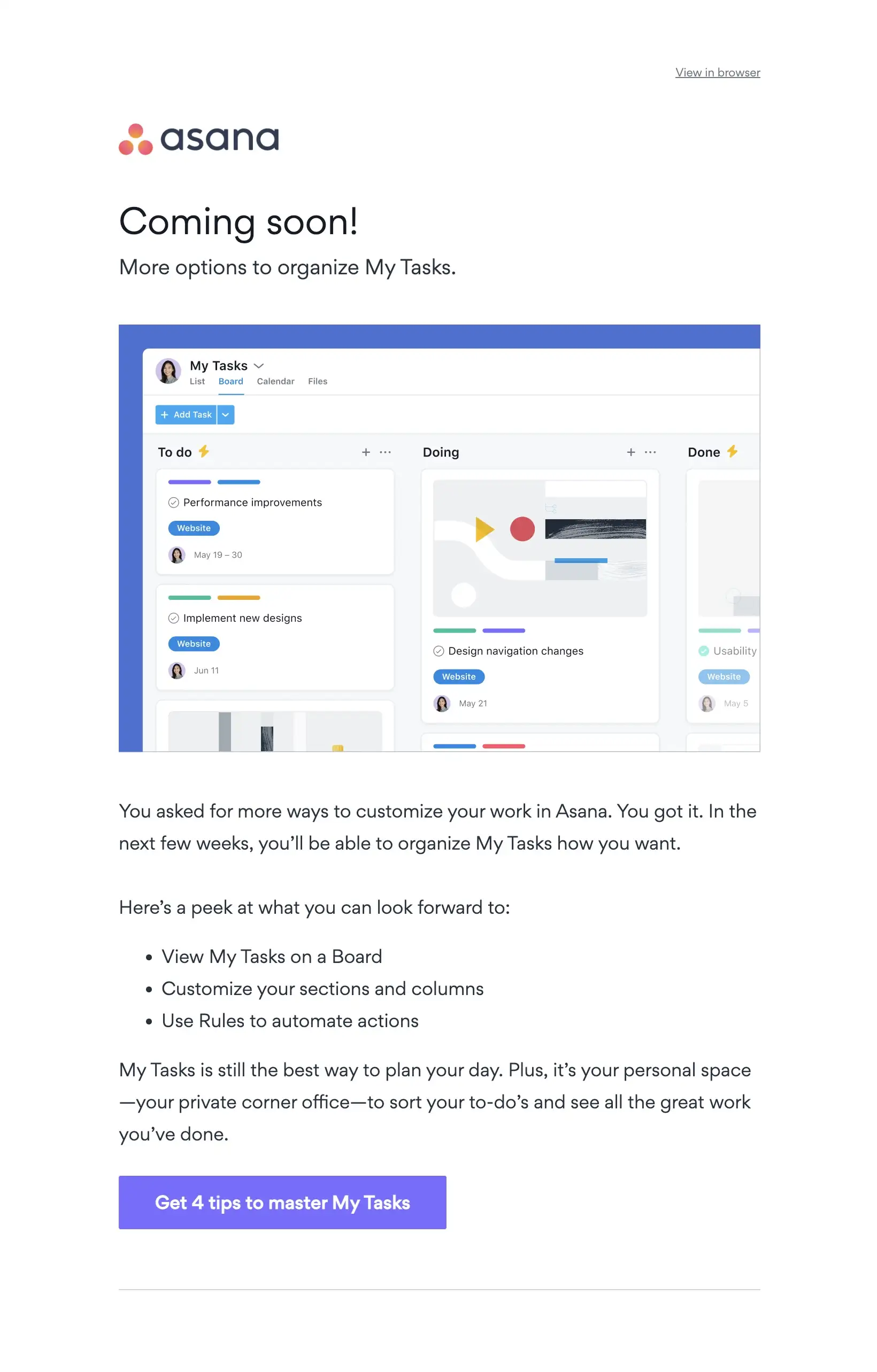 Asana email newsletter example | Emailspiration