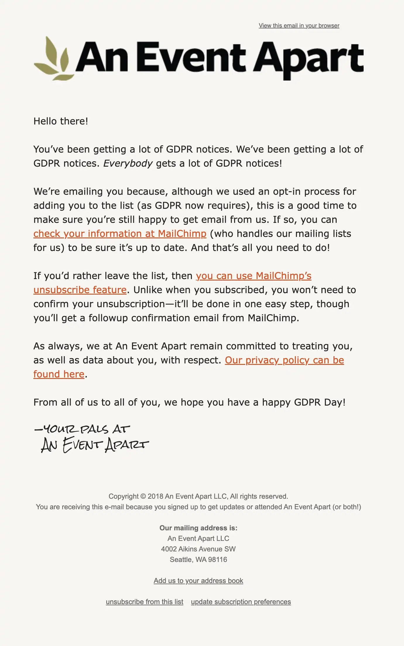 A list apart email example | Emailspiration