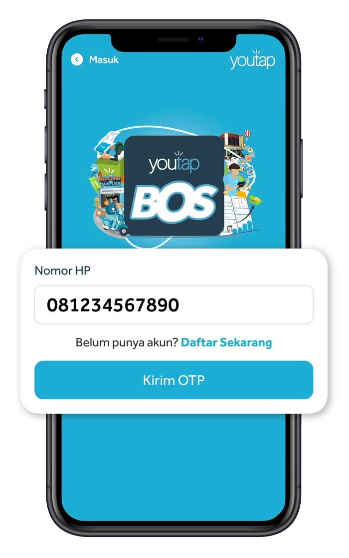 Login di Youtap BOS Cukup Masukkin Nomor HP & Kode OTP