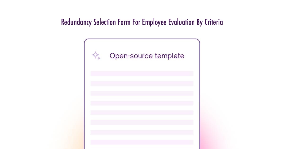 Redundancy Selection Form For Employee Evaluation By Criteria Template - UK