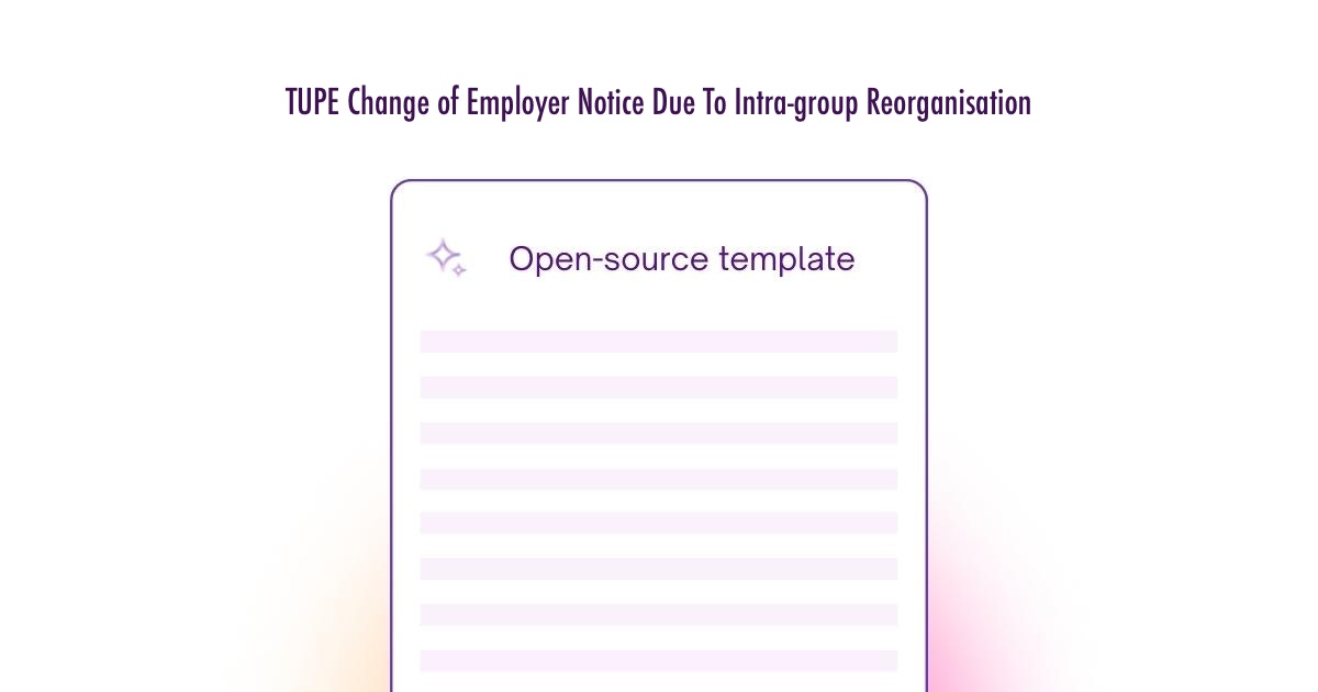 TUPE Change Of Employer Notice Due To Intra group Reorganisation tupe-change-of-employer-notice-due-to-intra-group-reorganisation