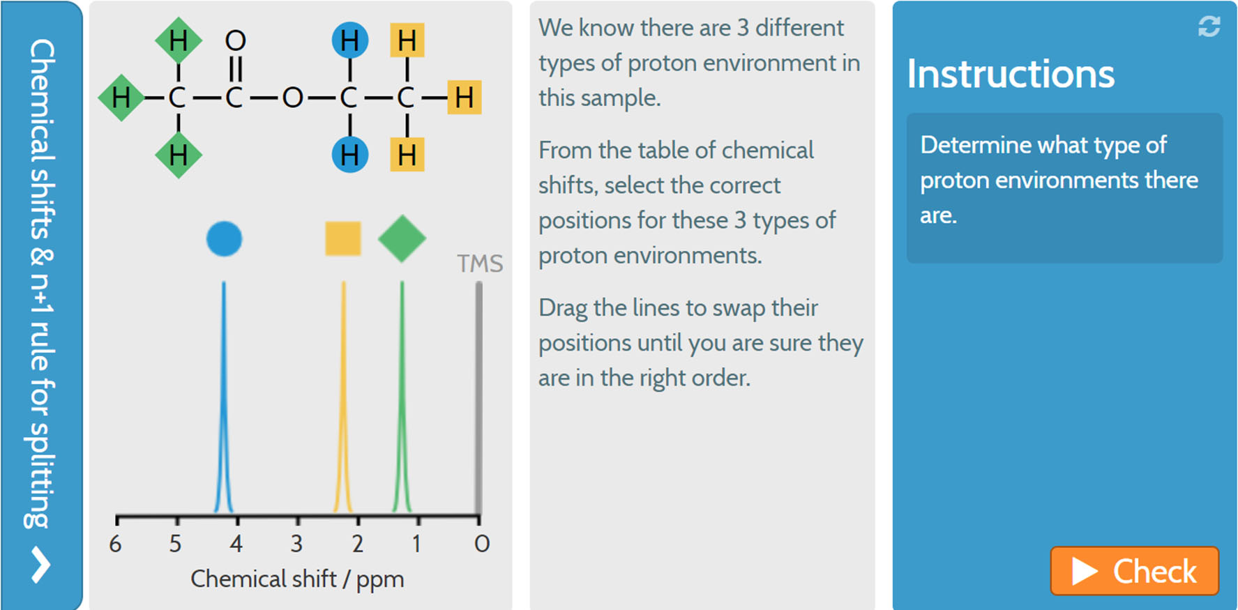 LearnSci LabSim: Proton NMR: Assigning Peaks