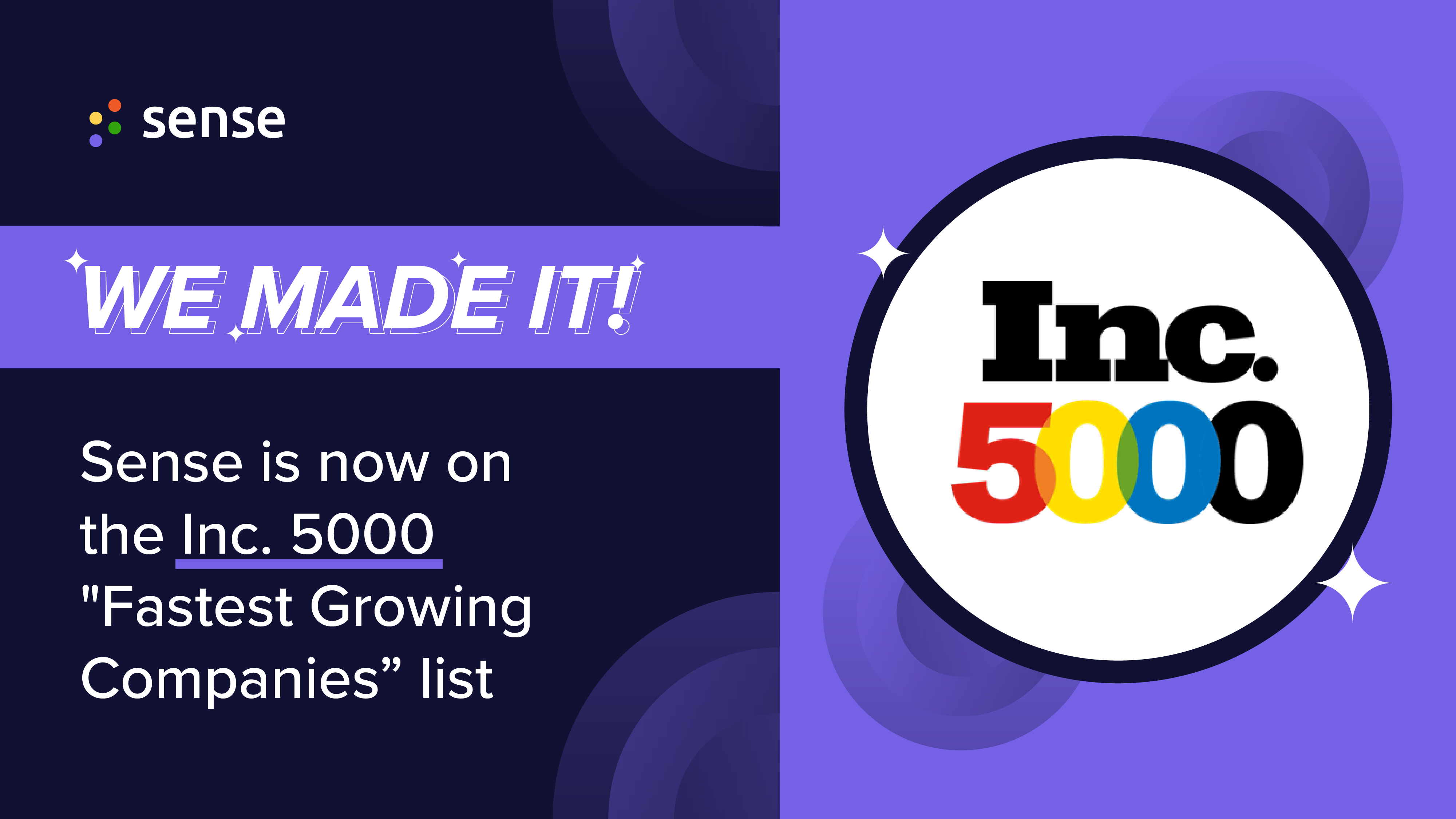 Sense Debuts on the Inc. 5000 “Fastest Growing Companies” List