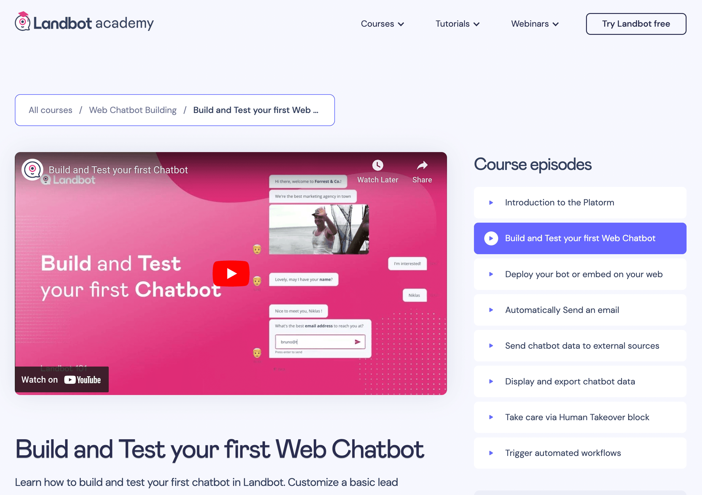 Check our all Landbot's Academy courses | Landbot Academy