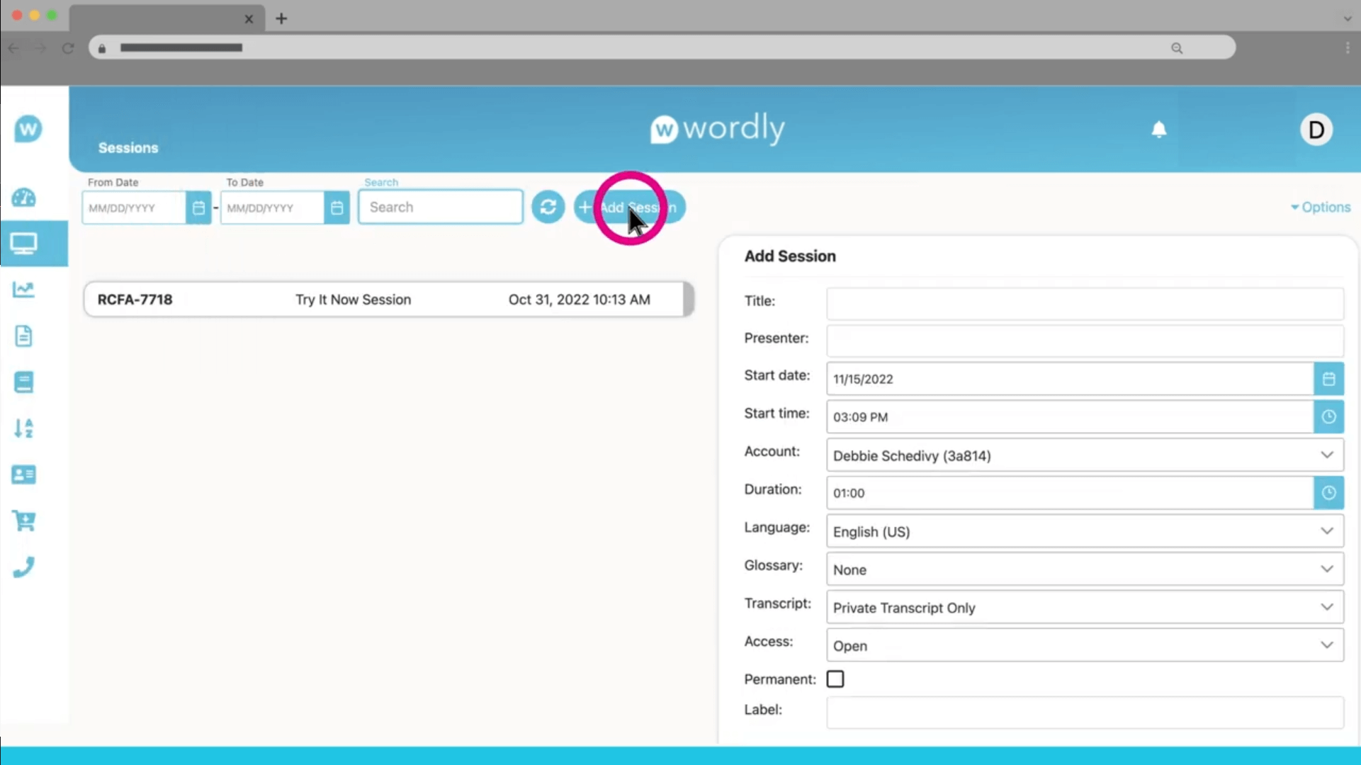 How to Create a Wordly AI Translation Session