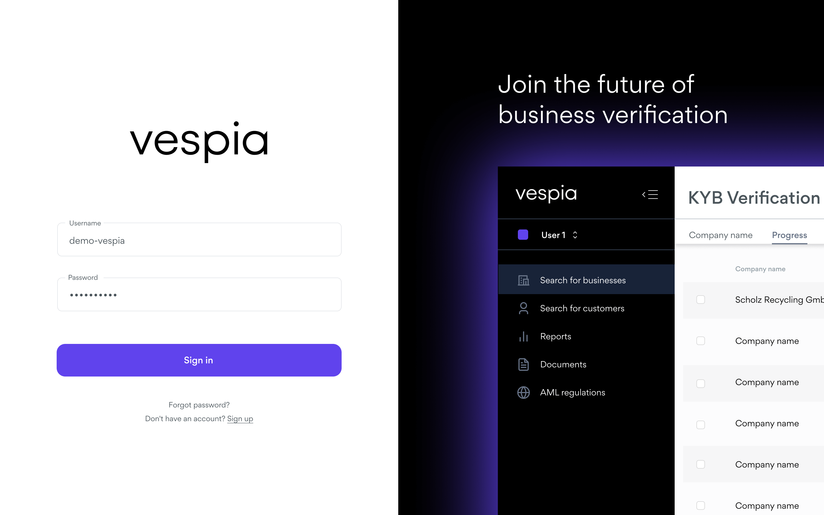 Vespia. The Future of Business Verification, Now