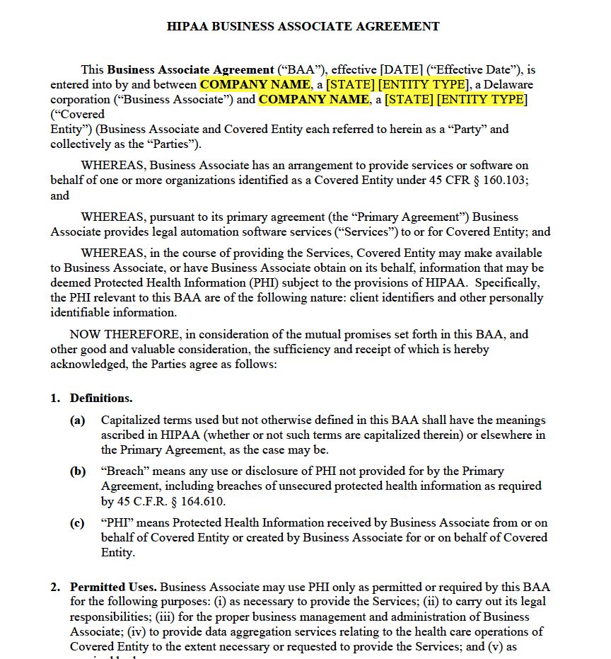 Business Associate Agreement for HIPAA: Templates & Samples