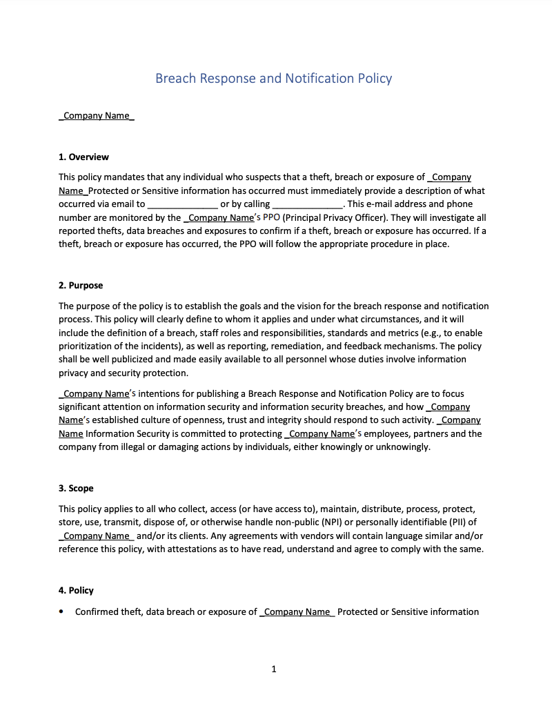Breach Notification Policy: Templates & Samples