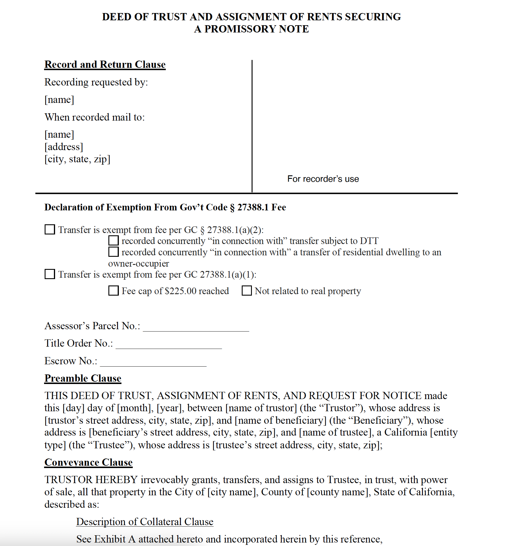 Deed of Trust: Templates & Samples