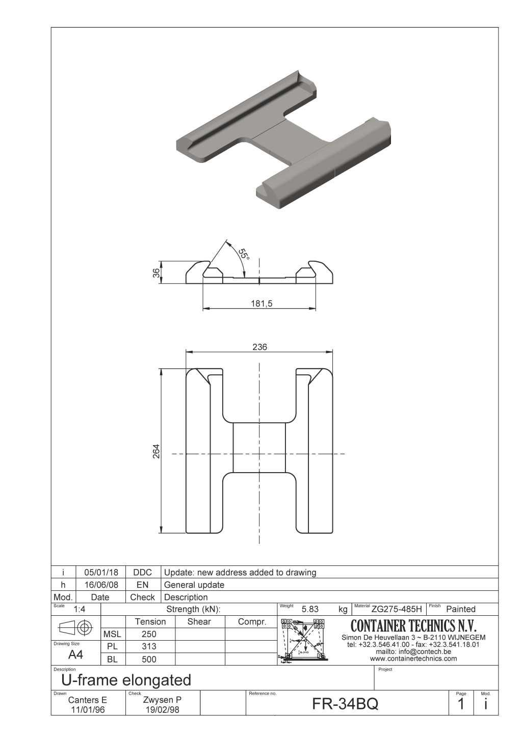 FR-34Q Raised Single U-Frame Foundation 55° Elongated
