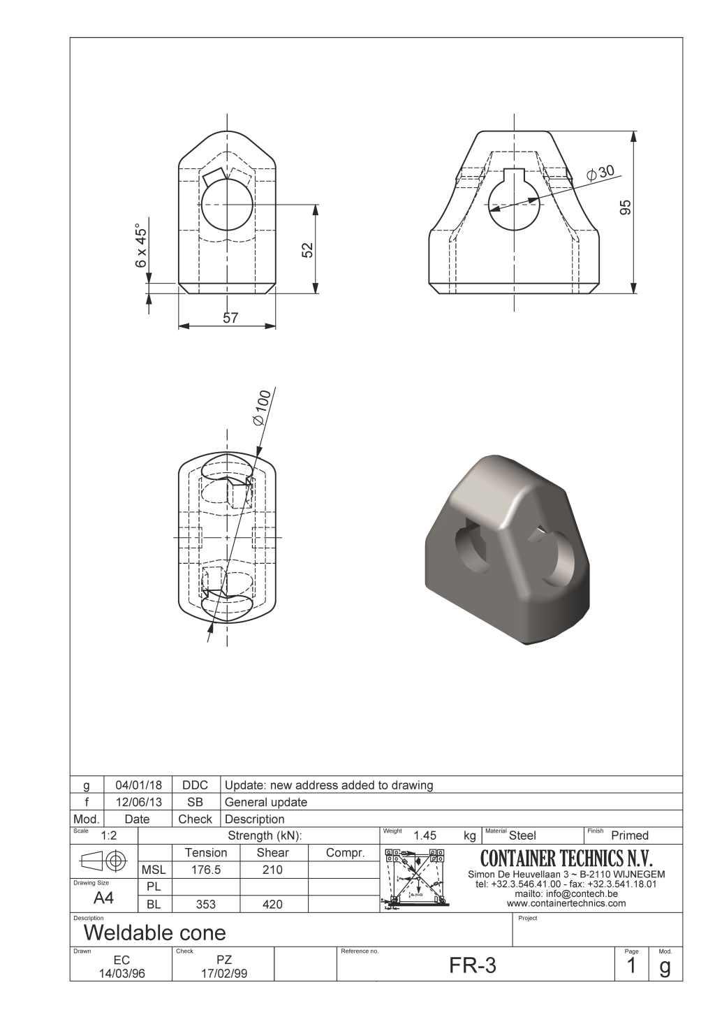 FR-3 Bottom Guide Cone With Locking Hole