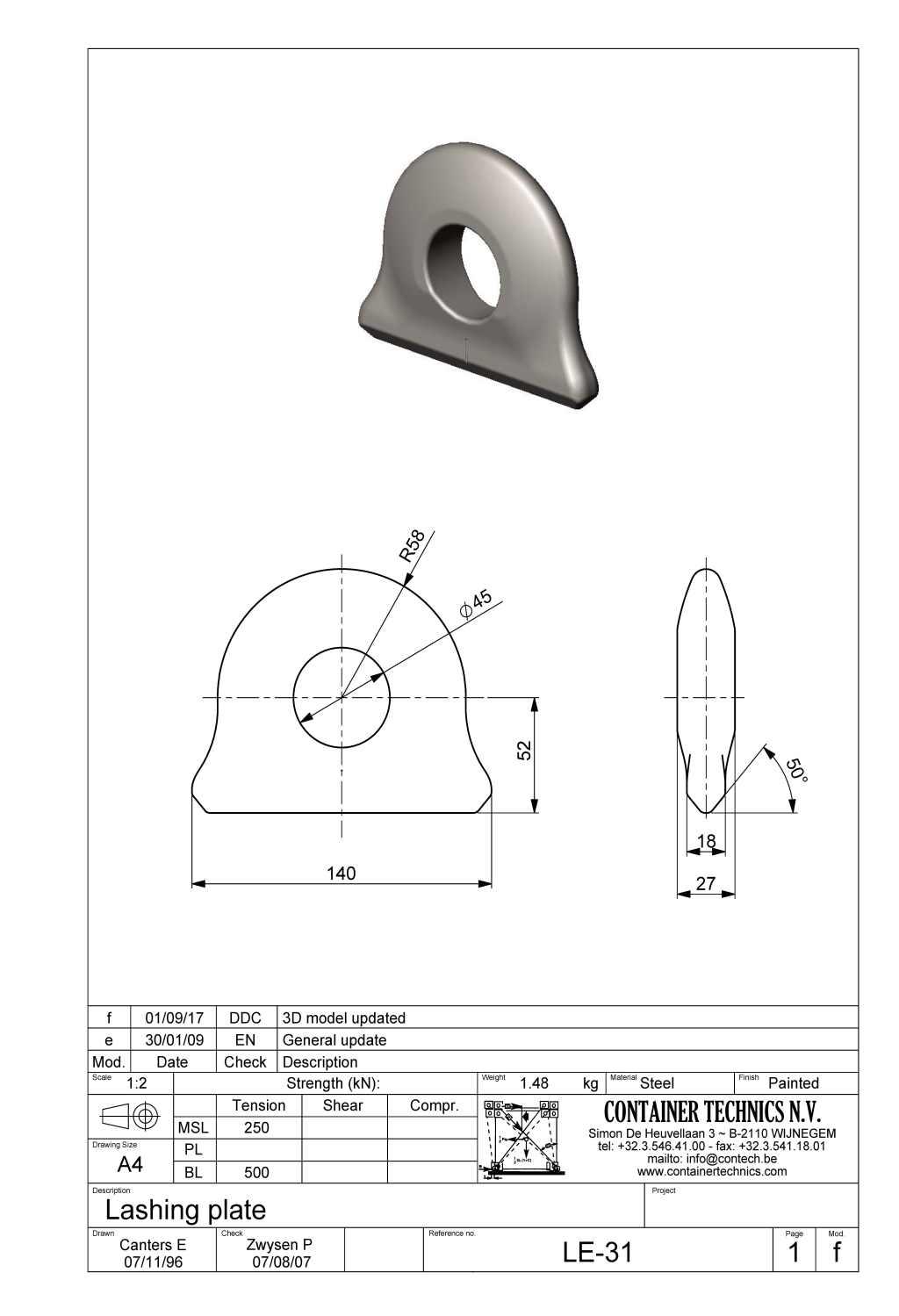 LE-31 Single Lashing Plate