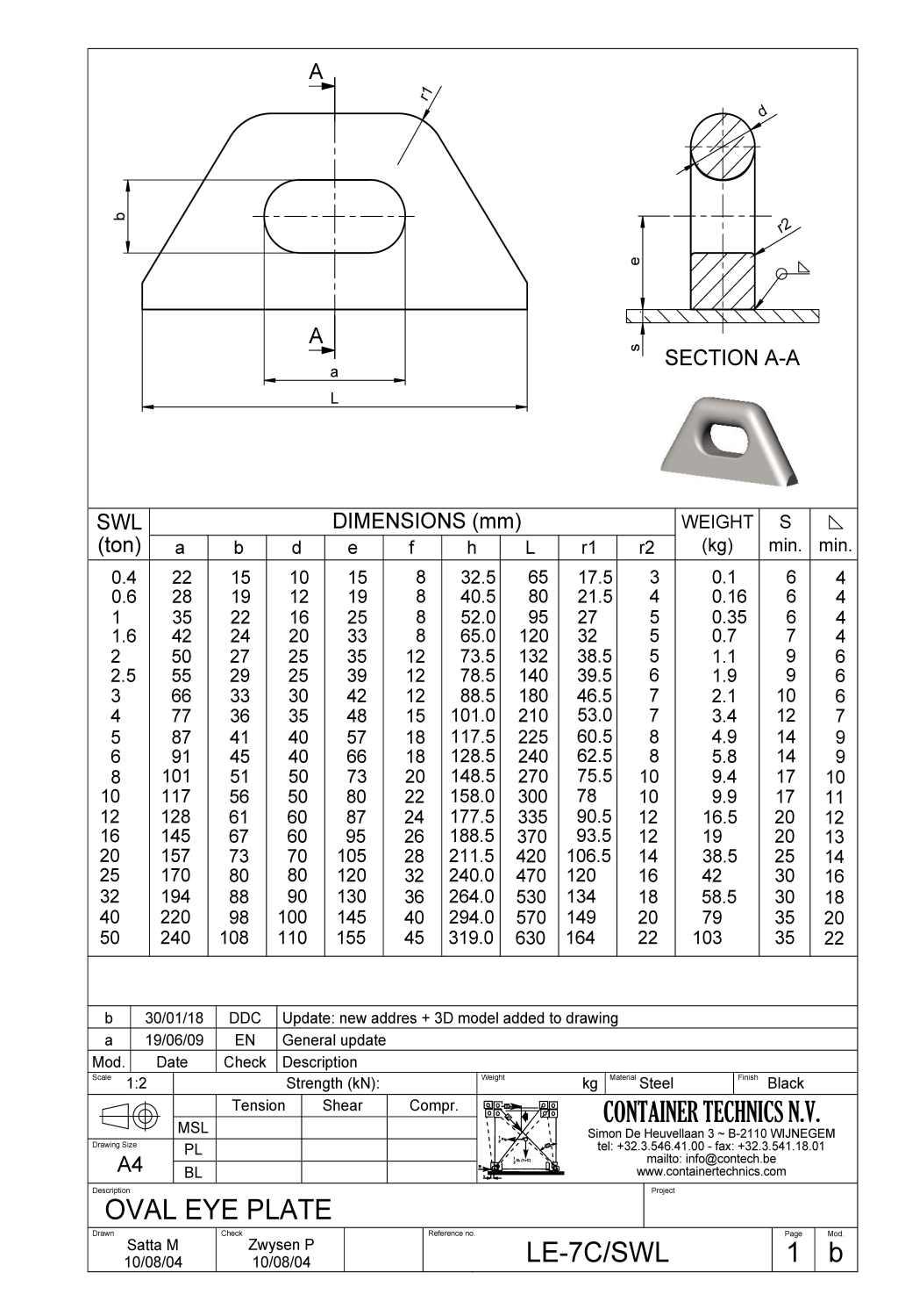 LE-7C/3 Oval Eye Plate - Container Technics