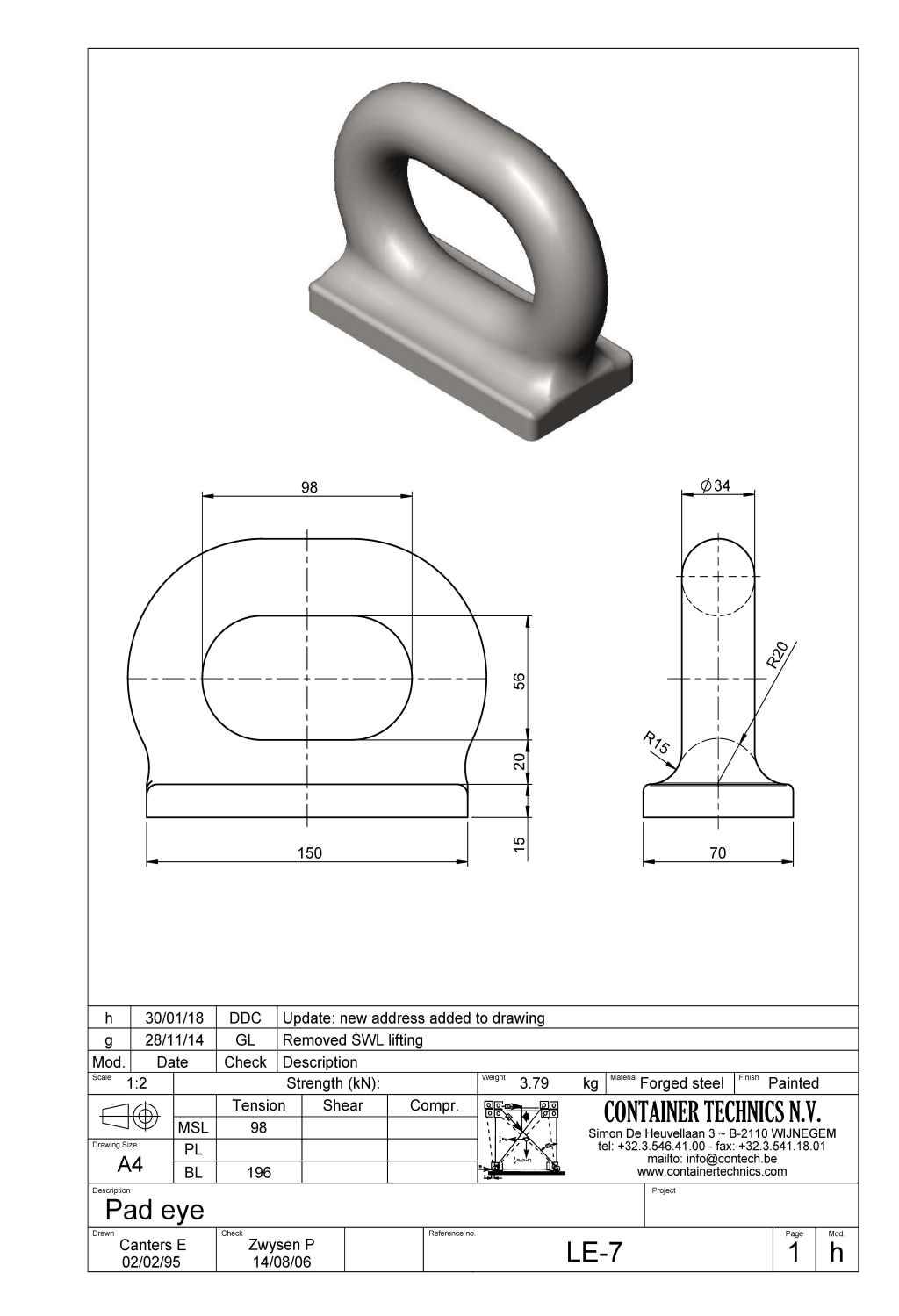 LE-7 Pad Eye - Container Technics