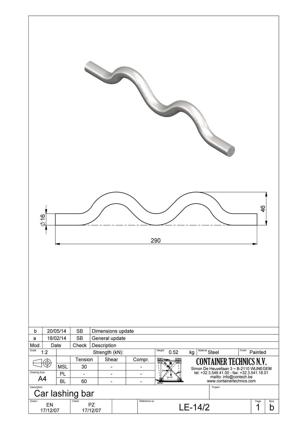 LE-14 Crinkle Bar Car lashing point