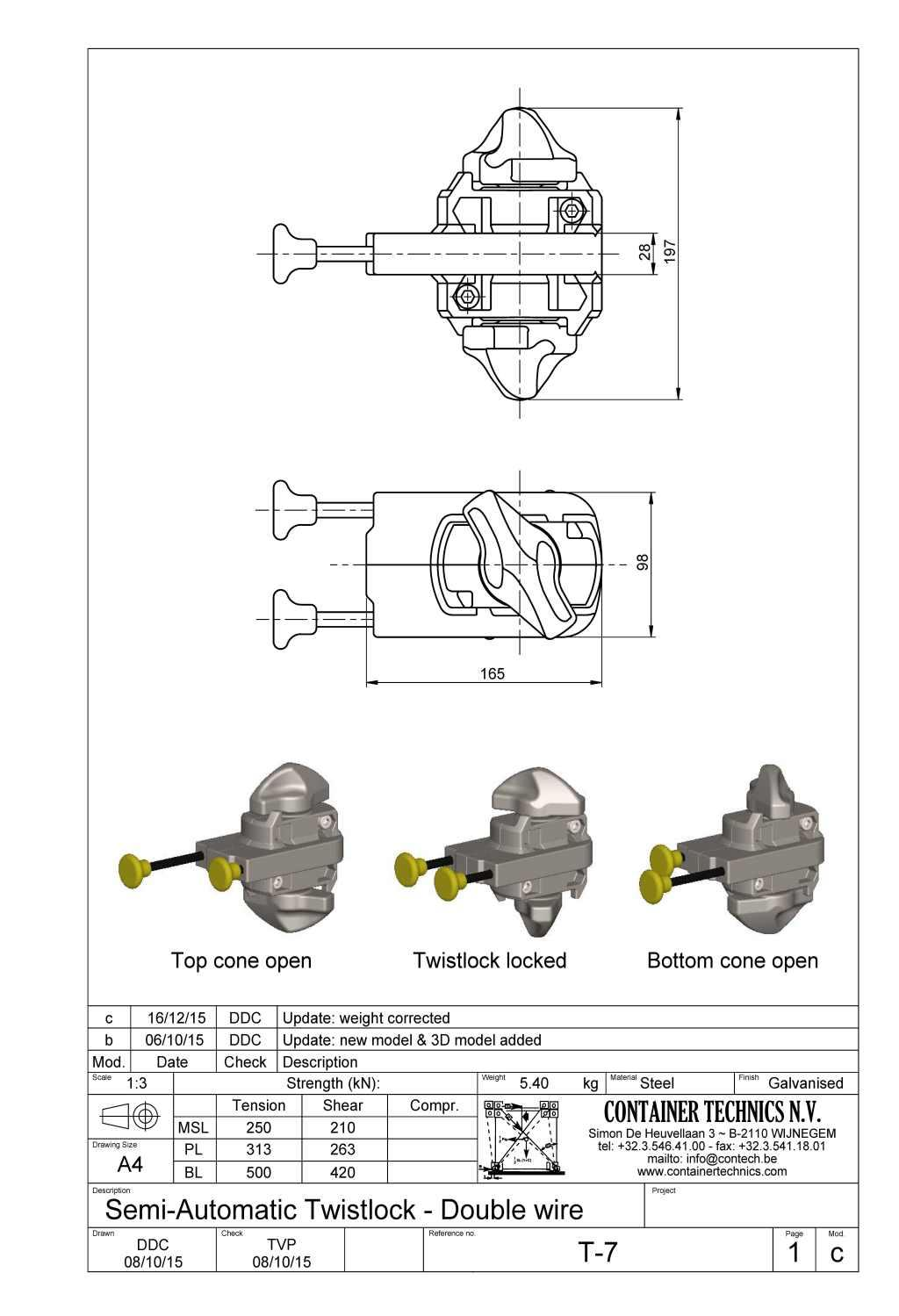 T-7 Semi-Automatic Twistlock with Double Wire