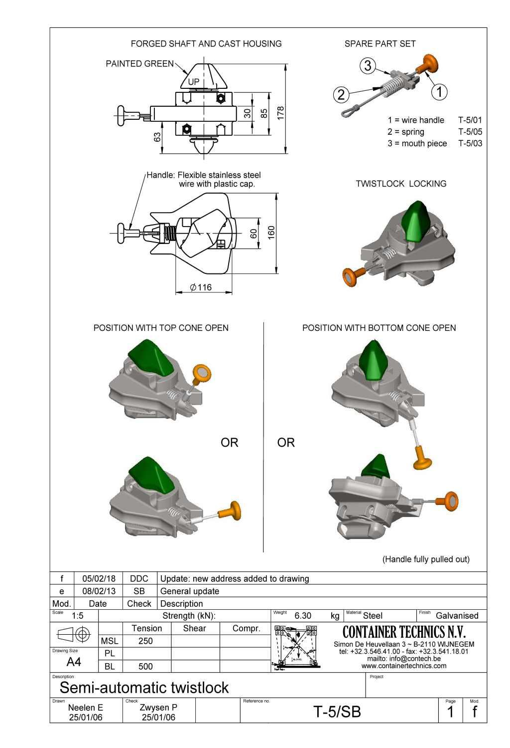 T-5SB Wide Surface Semi-Automatic Twistlock