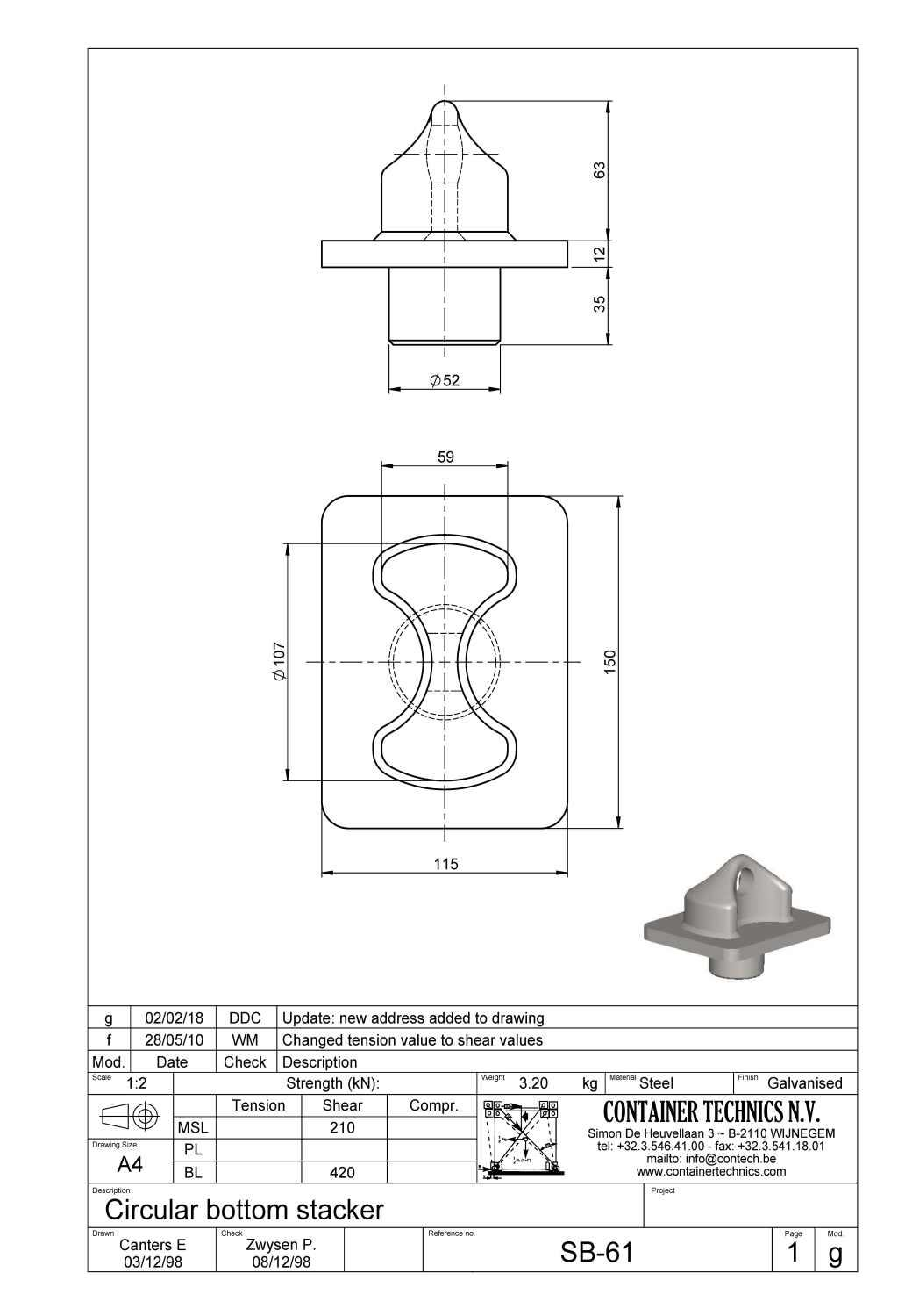 SB-61 Circular Hole Bottom Stacker
