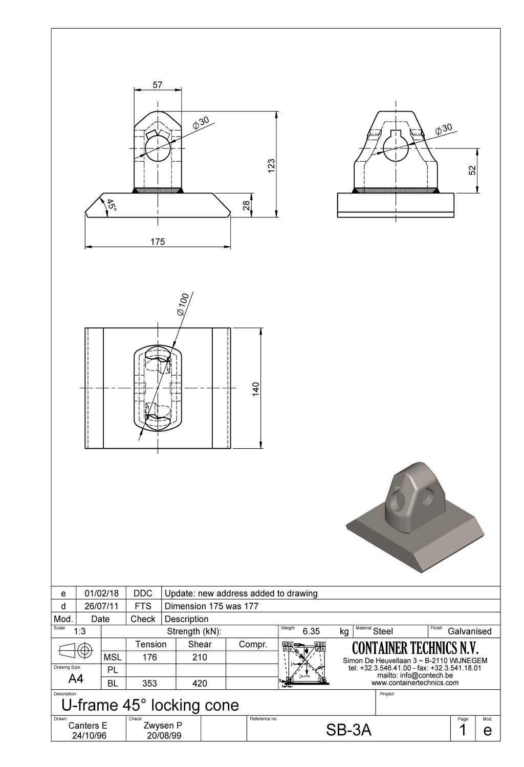 SB-3A U-Frame Locking Cone 45°