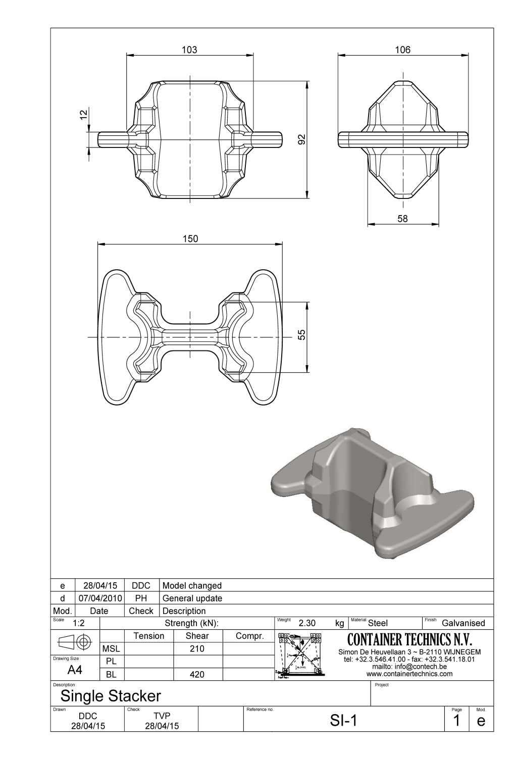 SI-1 Intermediate Single Stacking Cone