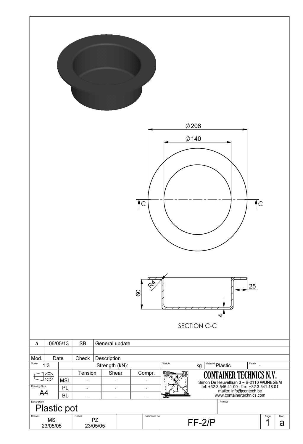 FF-2 Cup for Lashing Hole - Container Technics