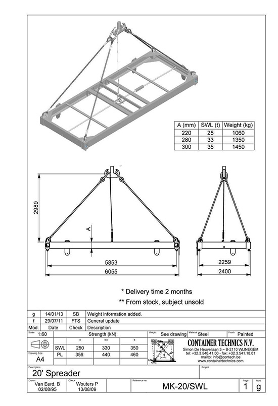 Rent MK-20 Container lifting spreader - Container Technics