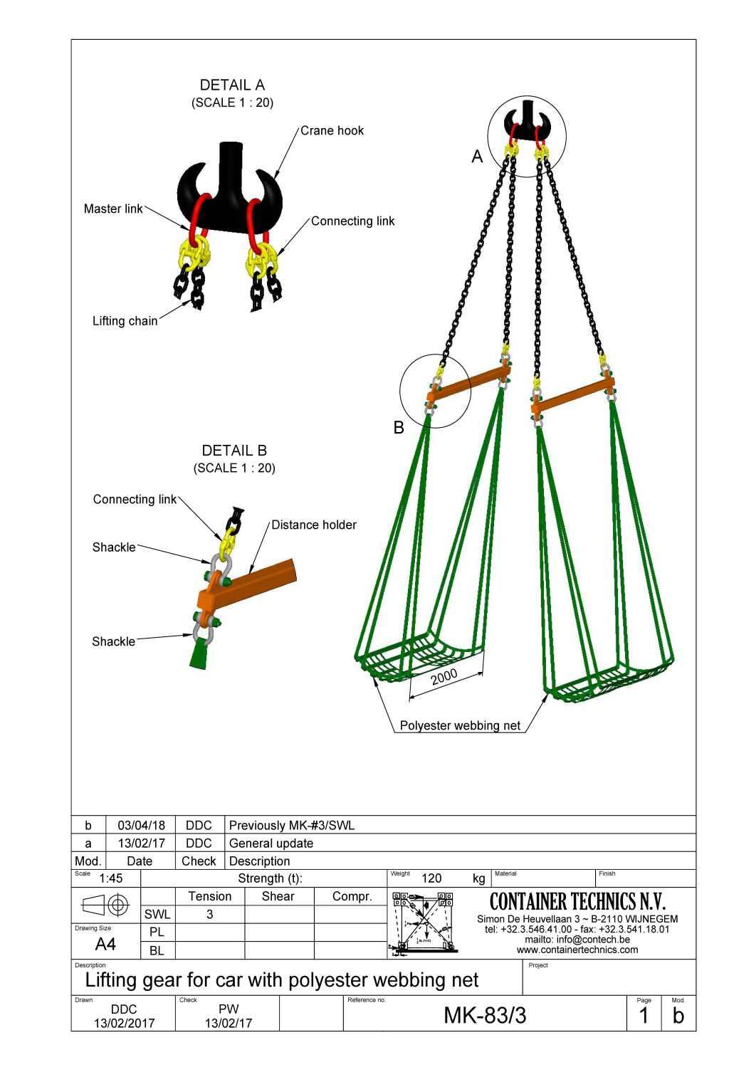MK-83 Car lifting gear with polyester net SWL 3t