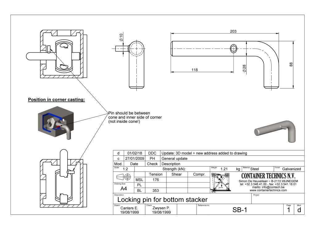 SB-1 Locking Pin for Cone