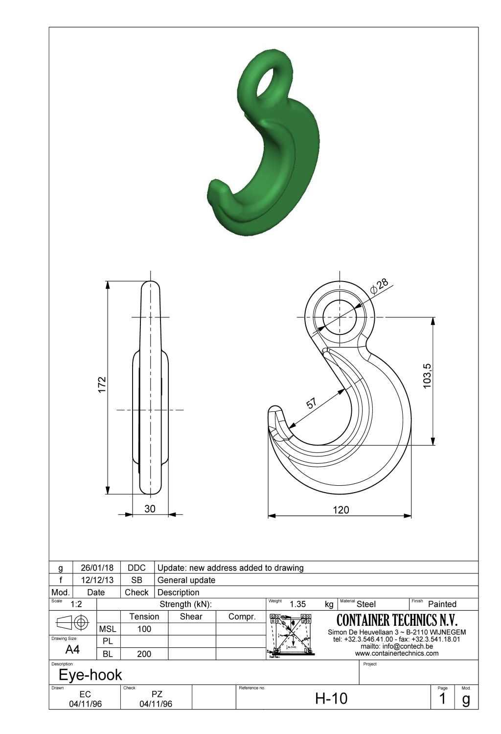 H-10 Eye Hook- Loose Lashing Material