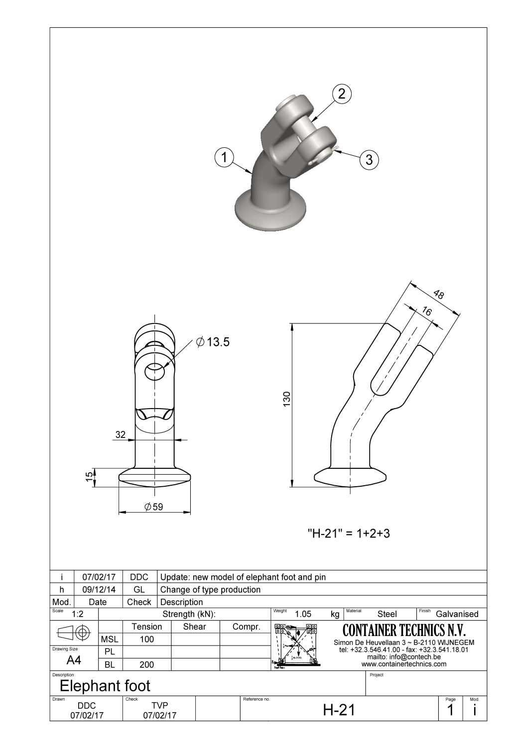 H-21 Clevis Elephant Foot