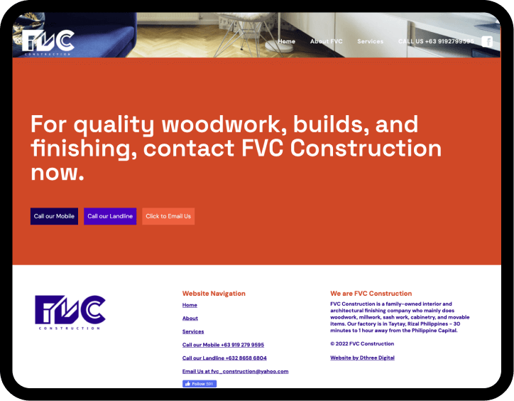 FVC Construction - Dthree Digital - Top Website Design & Development ...